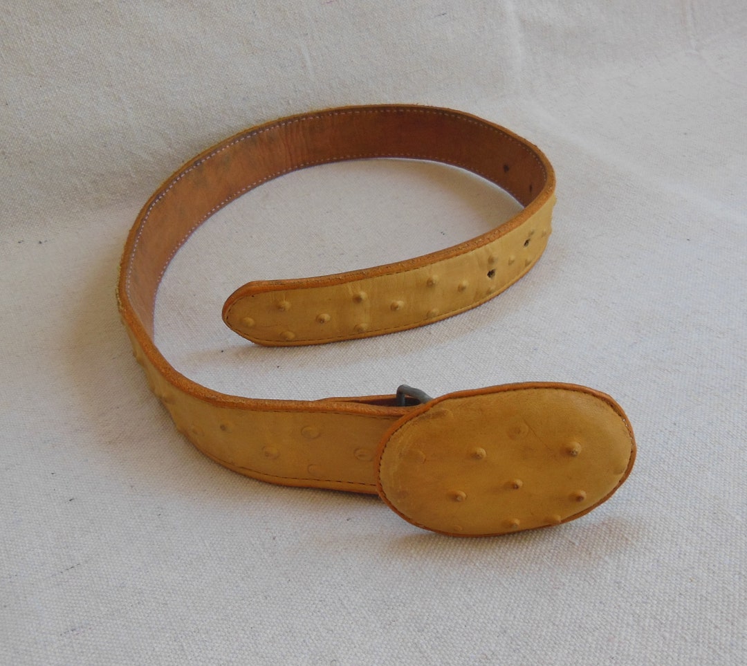 Vintage Child Kid Size Genuine Ostrich Skin Belt Buckle Western Cowboy ...