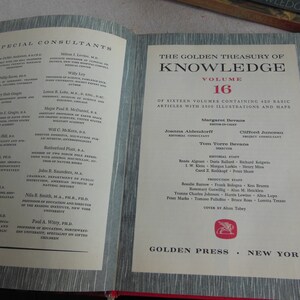 Vintage 1961 Golden Treasury of Knowledge Complete Set Volume 1 - 16 ...