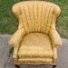 Vintage 1940 Wingback Channel Back Arm Chair Queen Anne Mahogany ...