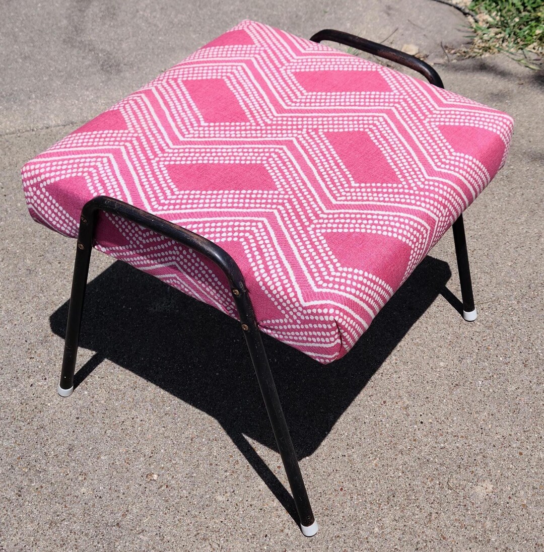 Mid Century Modern Metal Foot Stool New Upholstery - Etsy