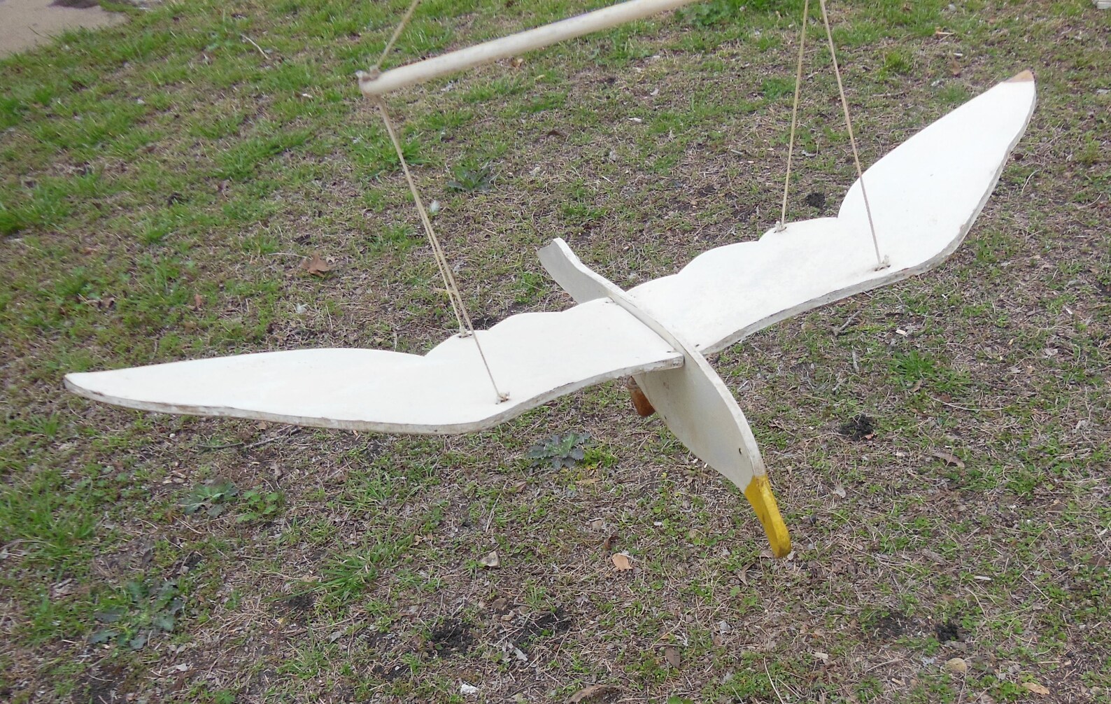 Vintage Handmade Folk Art Flying Bird Duck White Bird Flight - Etsy