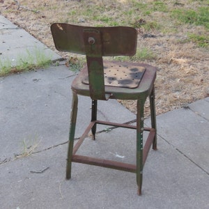 Antique Iron Industrial Age Stoolchair Adjustable Angle Iron Metal ...