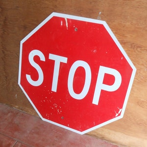 Vintage Large Huge 30x30 Metal Stop Sign Road Sign Highway Directional ...