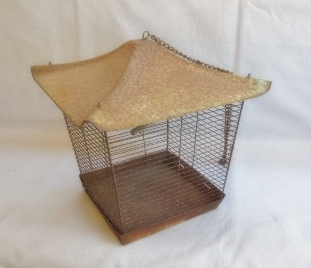 Vintage Metal Pagoda Bird Cage Rusty Metal Hanging Bird Cage Porch ...