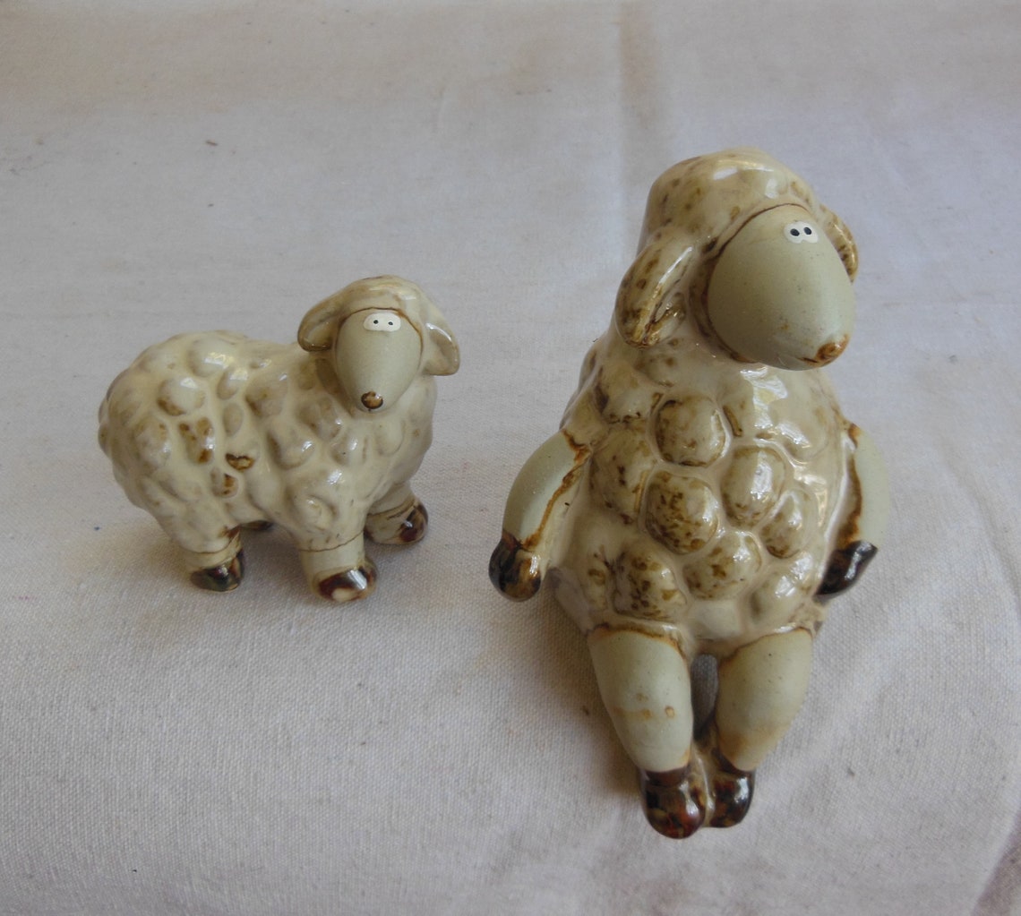 Vintage Pottery Sheep Figurines Perplexed Ewe Lamb Mother - Etsy