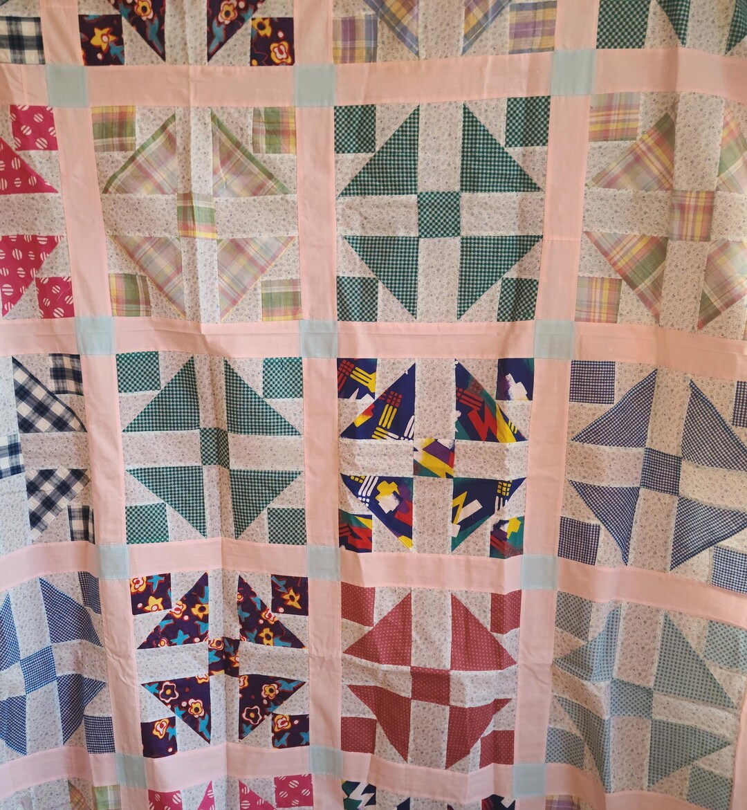 Vintage Monkey Wrench Quilt Top Scrap Quilt - Etsy