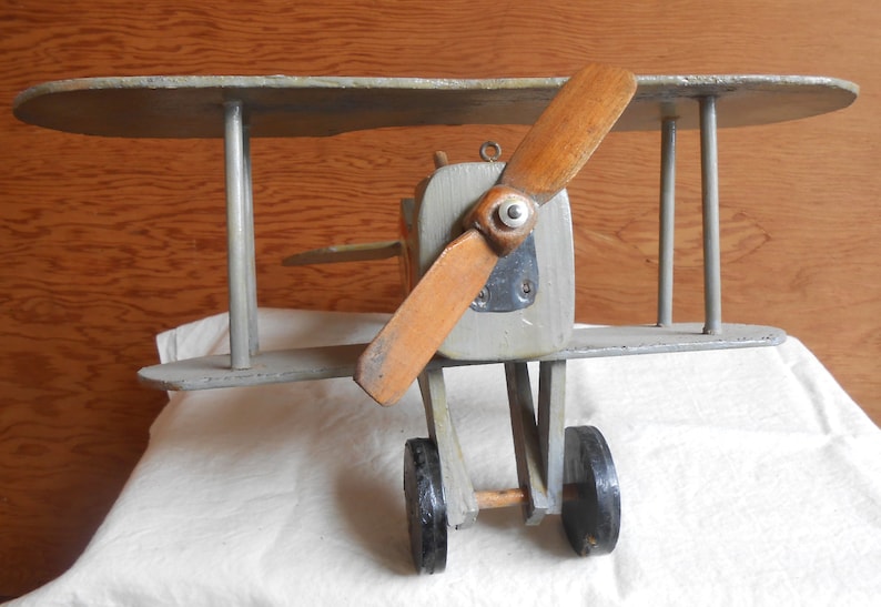 Vintage Handmade Model Airplane Biplane Folk Art Wood Craft | Etsy