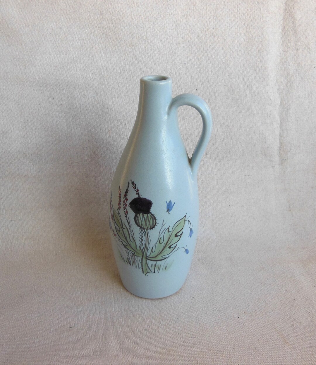 Vintage Buchan Portobello Scotland Thistleware Pottery Jug Vase Blue ...