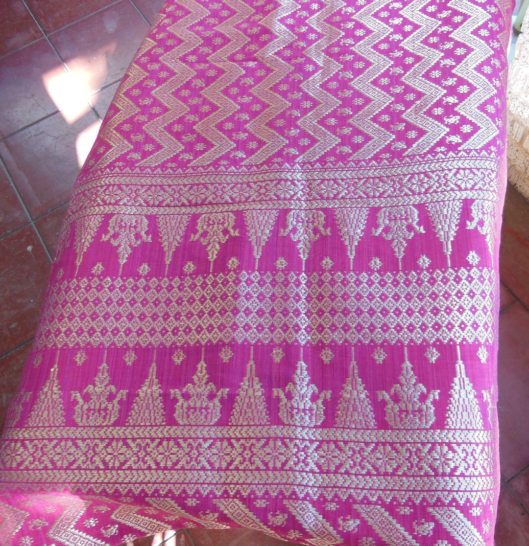 Vintage Fuchsia Pink Silk Brocade Table Runner - Etsy