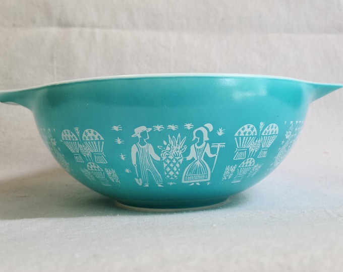 Turquoise Blue Cinderella Amish Pyrex Butterprint 444 Large Mixing Bowl ...
