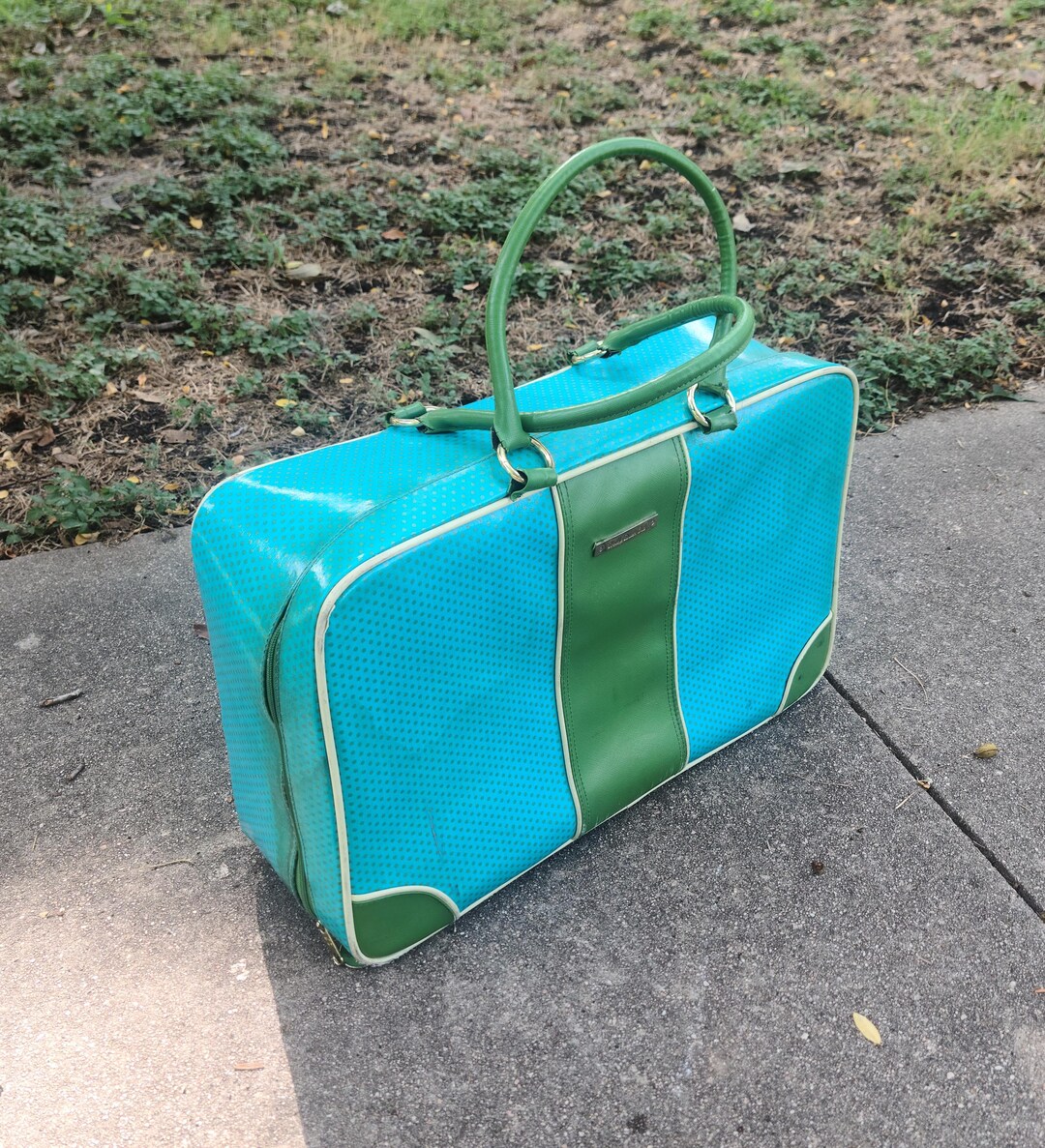 Vintage Double Dutch Club New York Vinyl Suitcase Turquoise Sage Green ...