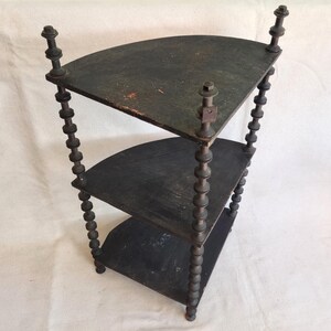 Antique Handmade Folk Art Spool Corner Shelf Wall Hung 3 Tier Display ...