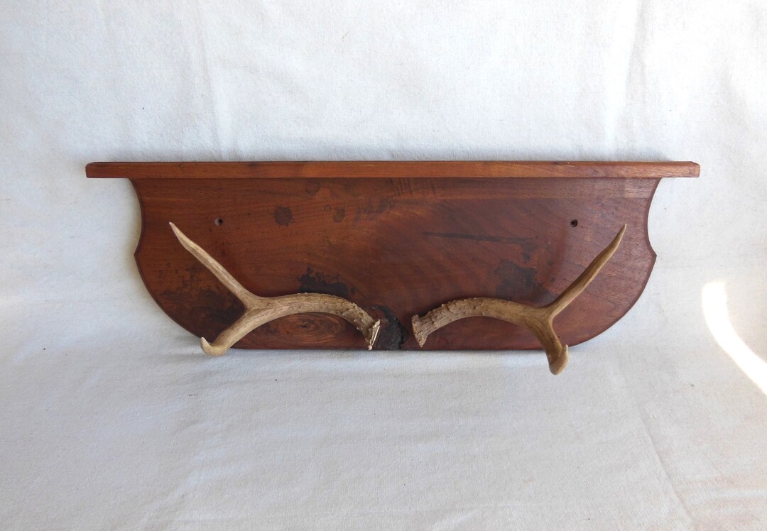 Vintage Deer Antler Hat Rack Coat Rack Wood Wall Mount Hooks Hangers ...