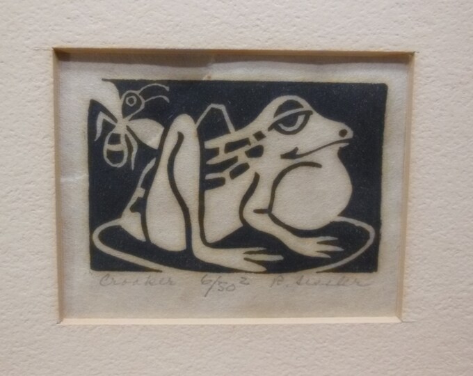 Vintage Signed Numbered Print Frog Toad Croaker Matted Framed ...