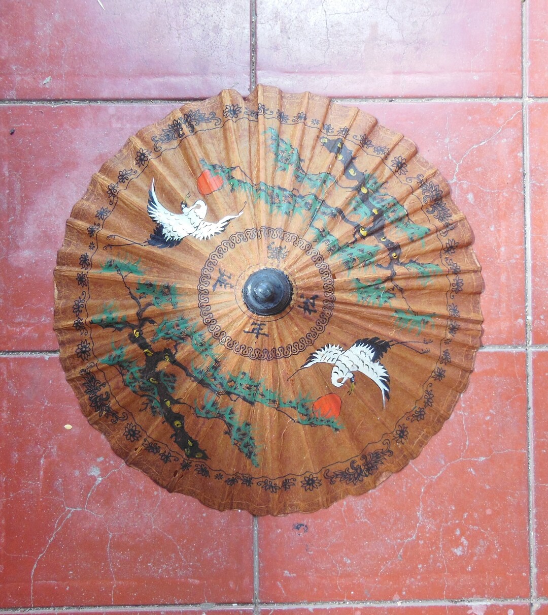 Vintage Chinese Umbrella Handpainted on Oil Paper Asian Oriental Art ...