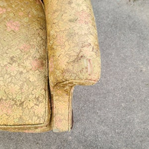 Vintage 1940 Wingback Channel Back Arm Chair Queen Anne Mahogany ...