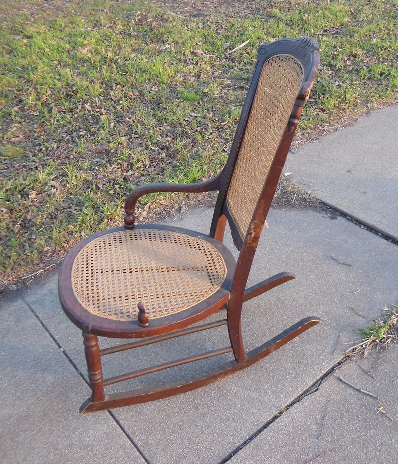 Antique Hand Caned Rocking Chair Project Chair Wood Wooden - Etsy