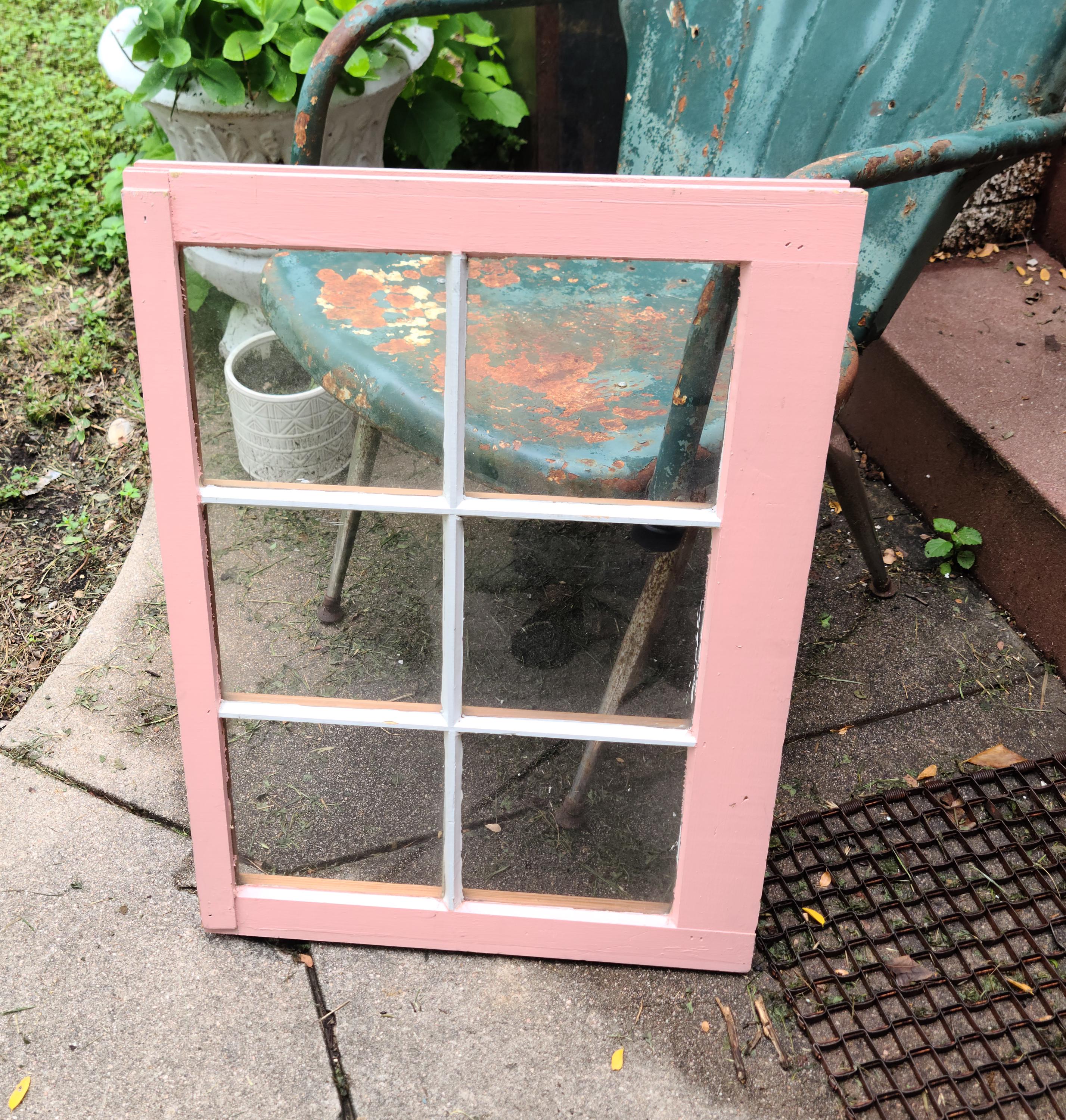 Wood 6 Pane Window Frame Painted Pink White Wall Decor - Etsy