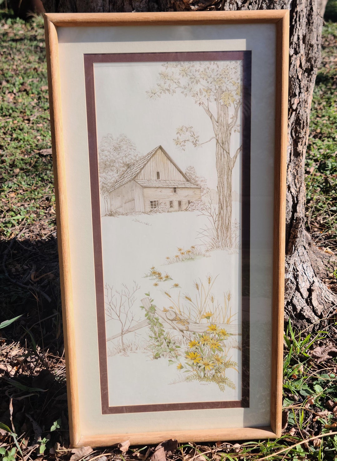 Vintage 1980s F Massa Barn Landscape Print - Etsy