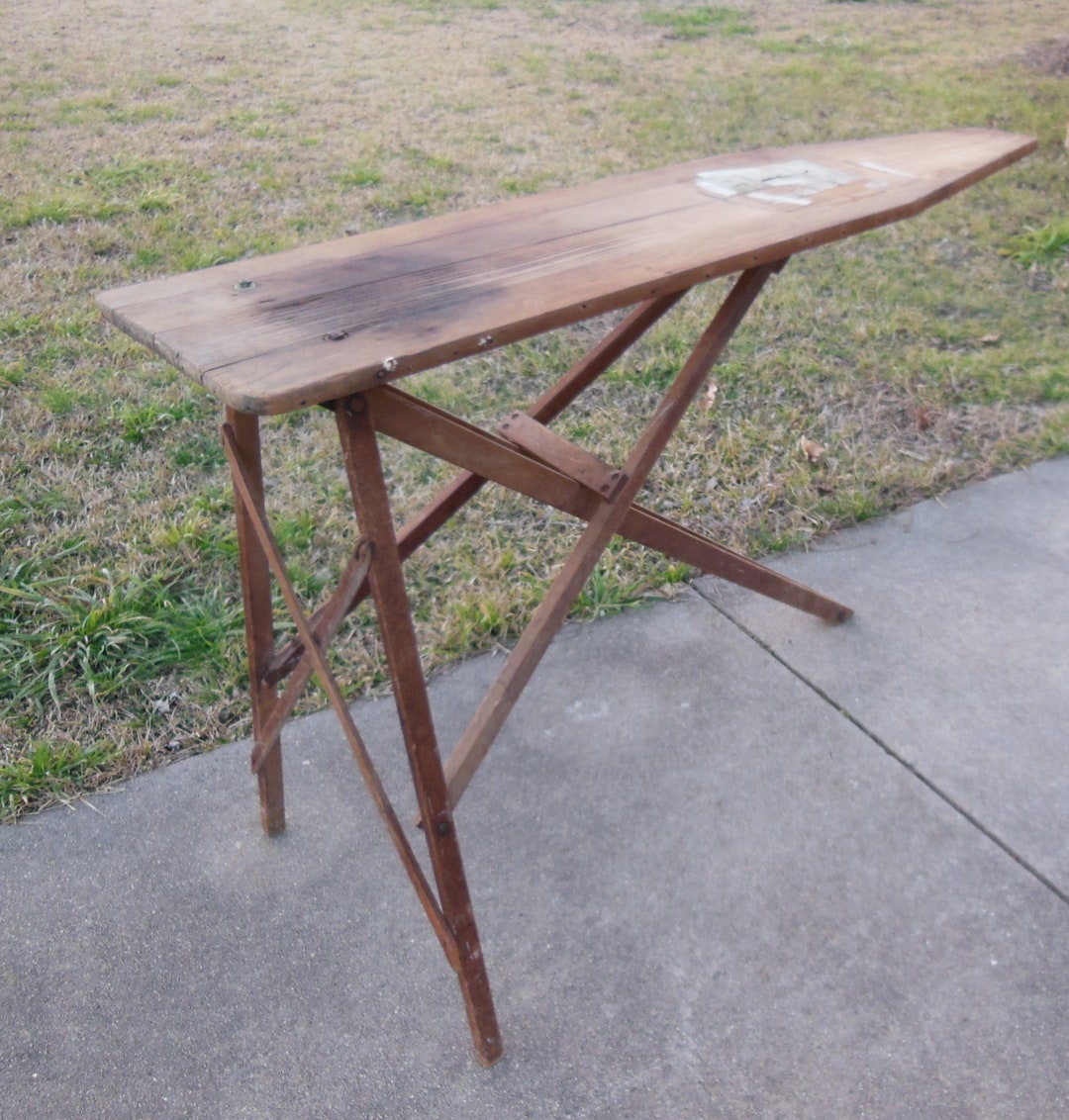 Antique Wood Ironing Board Fold up Collapsible Wooden Table Console ...