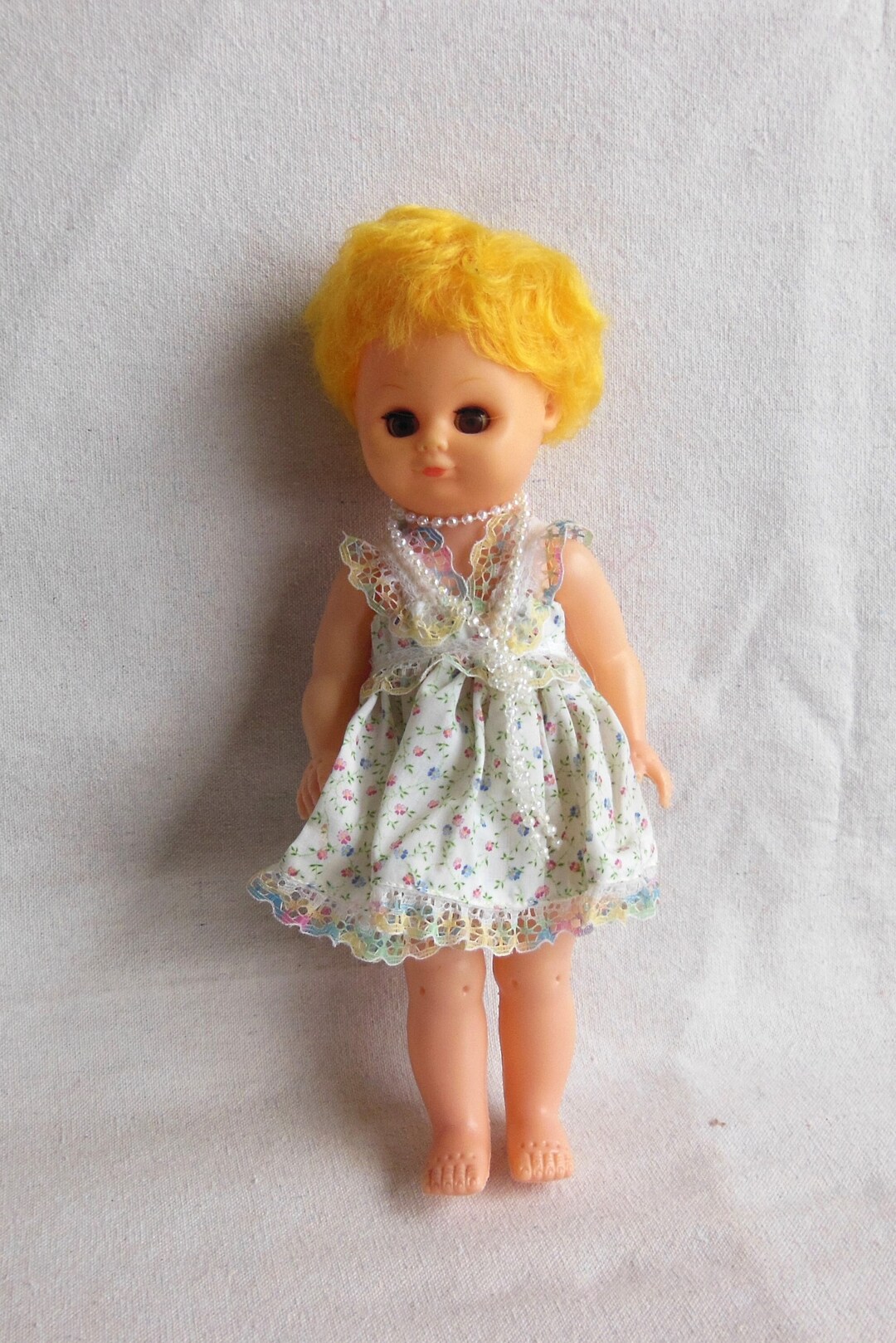 Vintage Unmarked Yellow Hair Doll 1990s Made in China Handmade Outfit ...