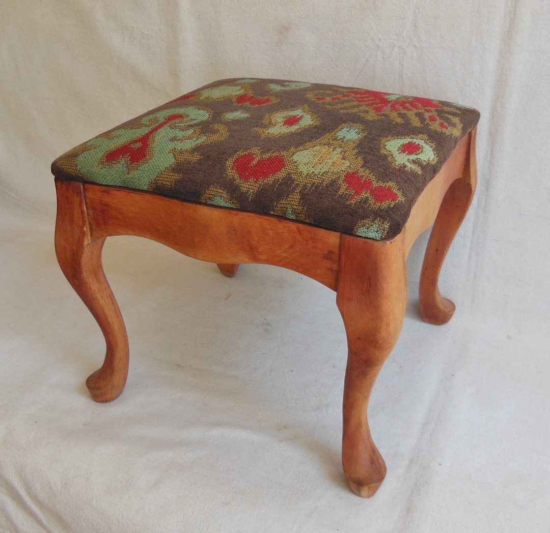 Vintage Curvy Leg Foot Stool Mahogany or Cherrywood Queen Anne Leg Foot ...