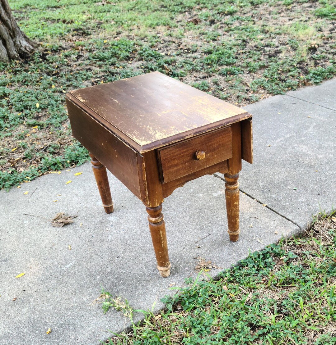 Vintage Solid Wood Mid Century Early American Colonial Style Drop Leaf ...