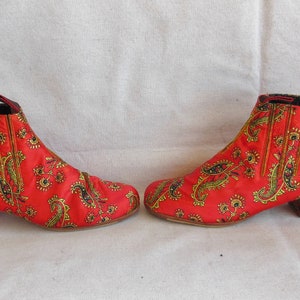 Vintage Danzarteb Folklorico Dance Ankle Boots Paisley Fabric Boots ...