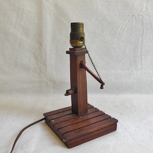 Antique Wood Handmade Water Well Hand Pump Lamp Home Made Wooden Well ...