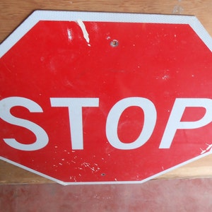 Vintage Large Huge 30x30 Metal Stop Sign Road Sign Highway Directional ...
