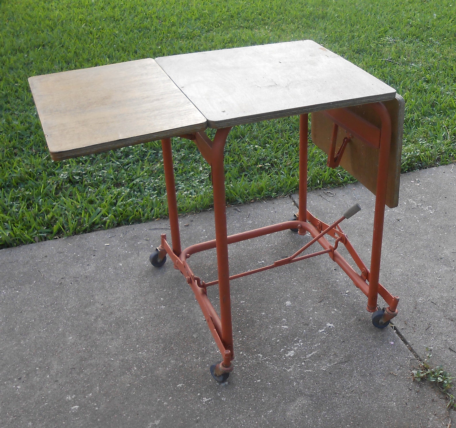 Vintage Typewriter Table Heavy Metal Frame Drop Leaf Wood Top | Etsy