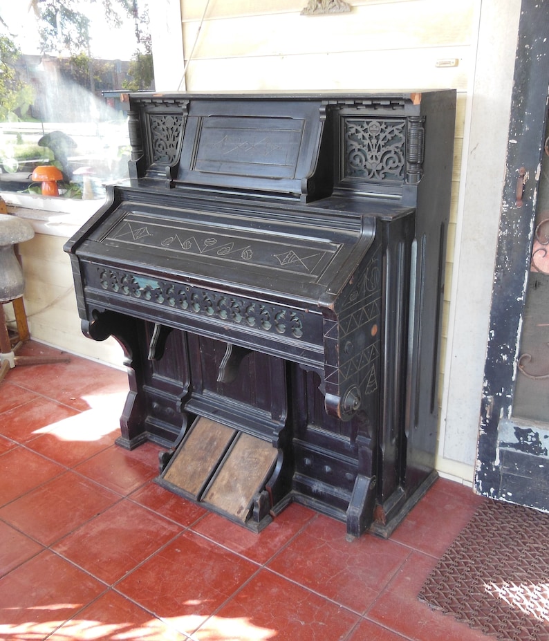 Antique 1800 Organ Wood Carved Victorian Era Eastlake Pattern Pump ...