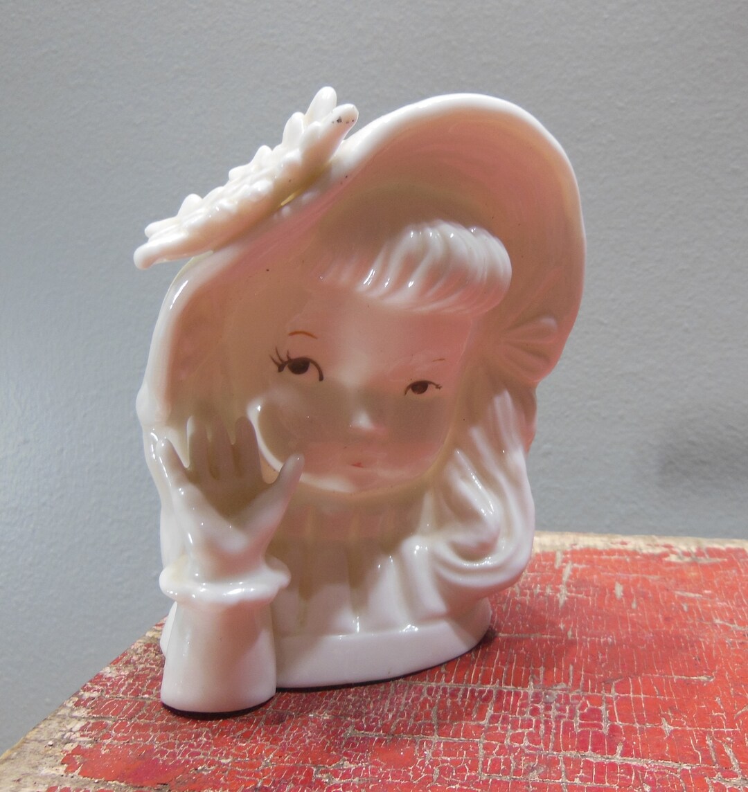 Vintage Ceramic Child Head Vase Planter Childrens Kids Room Decor White ...