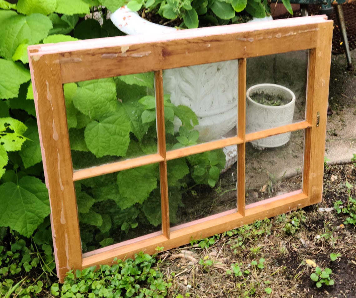 Wood 6 Pane Window Frame Painted Pink White Wall Decor - Etsy