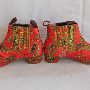 Vintage Danzarteb Folklorico Dance Ankle Boots Paisley Fabric Boots ...