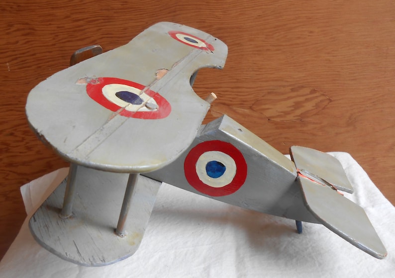 Vintage Handmade Model Airplane Biplane Folk Art Wood Craft | Etsy