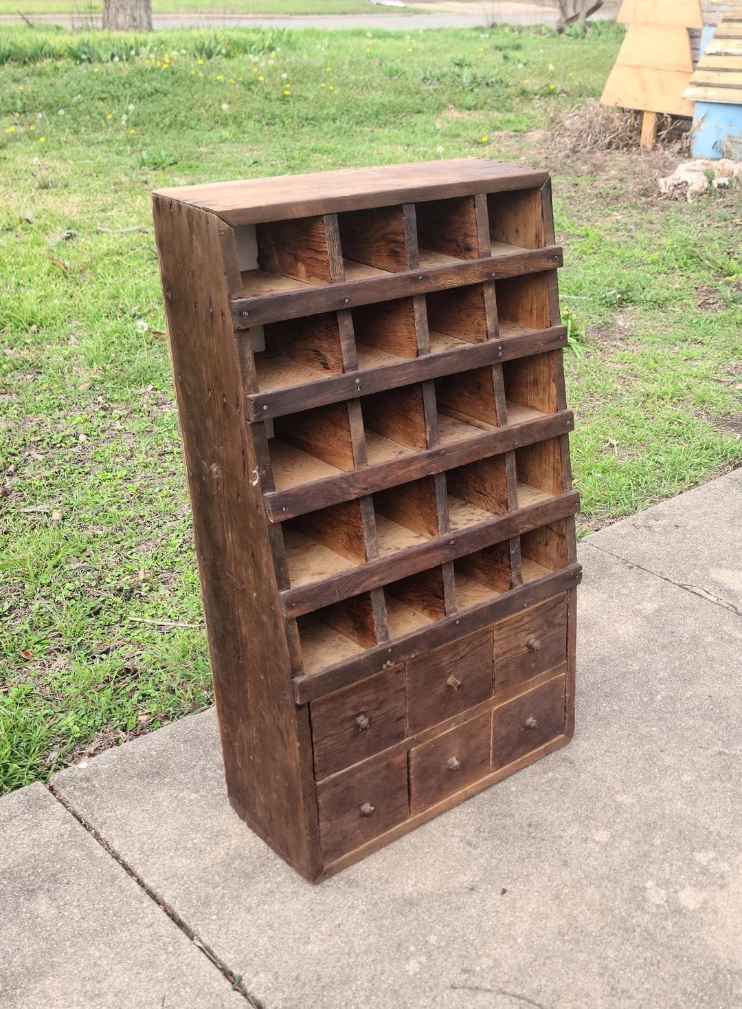 Heavy Wood 36 in Free Standing Cubby Storage Compartment Cabinet ...