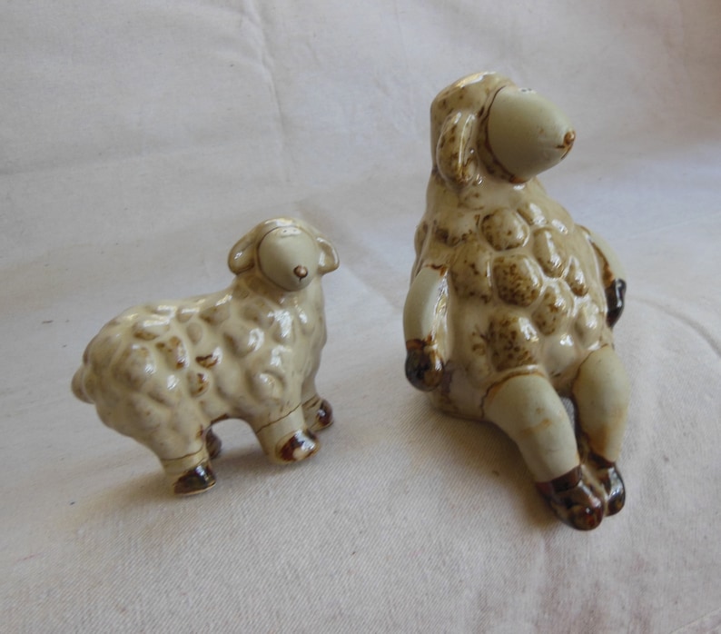 Vintage Pottery Sheep Figurines Perplexed Ewe Lamb Mother - Etsy