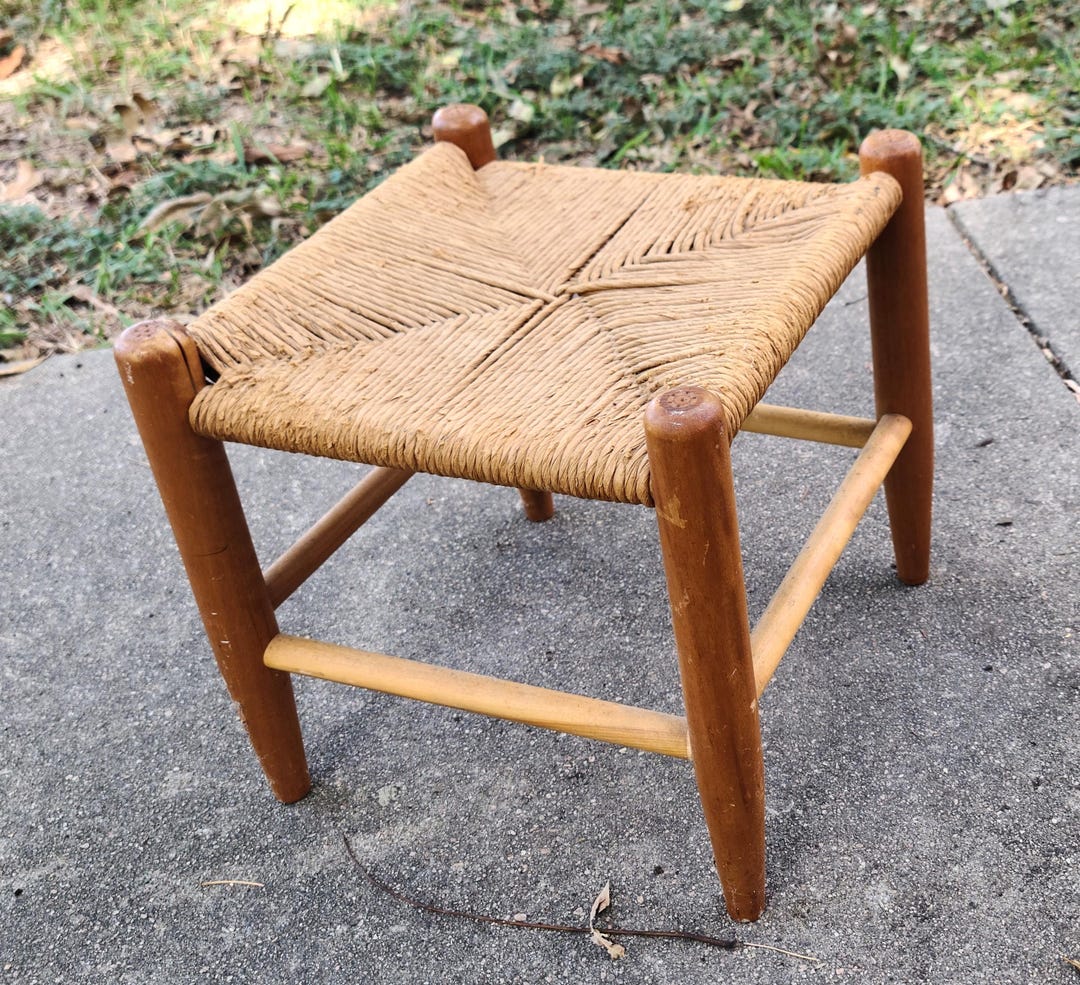 Vintage Shaker Style Rush Seat Stool Low Seating Stool Danish Modern ...