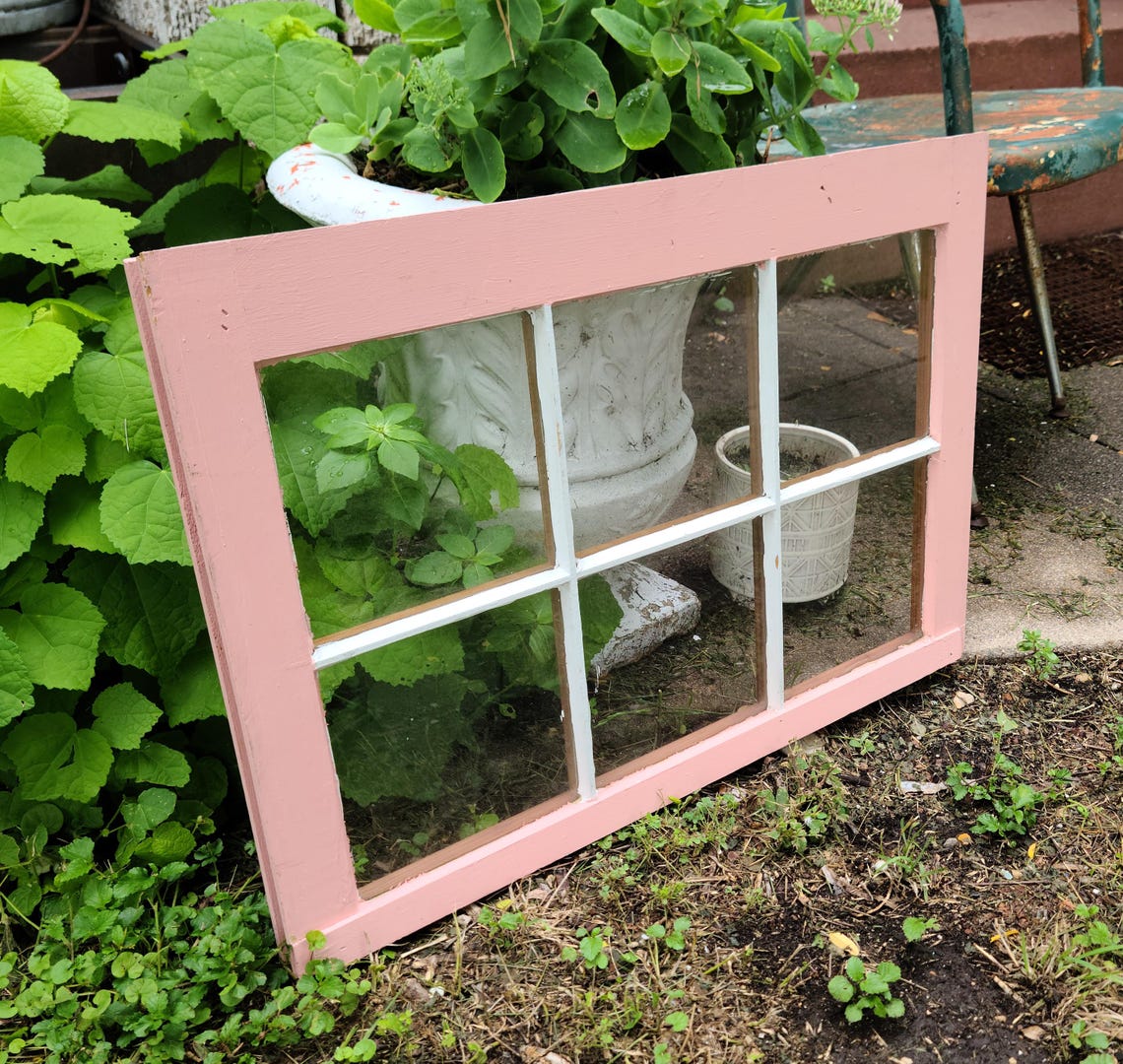 Wood 6 Pane Window Frame Painted Pink White Wall Decor - Etsy
