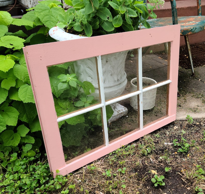 Wood 6 Pane Window Frame Painted Pink White Wall Decor - Etsy