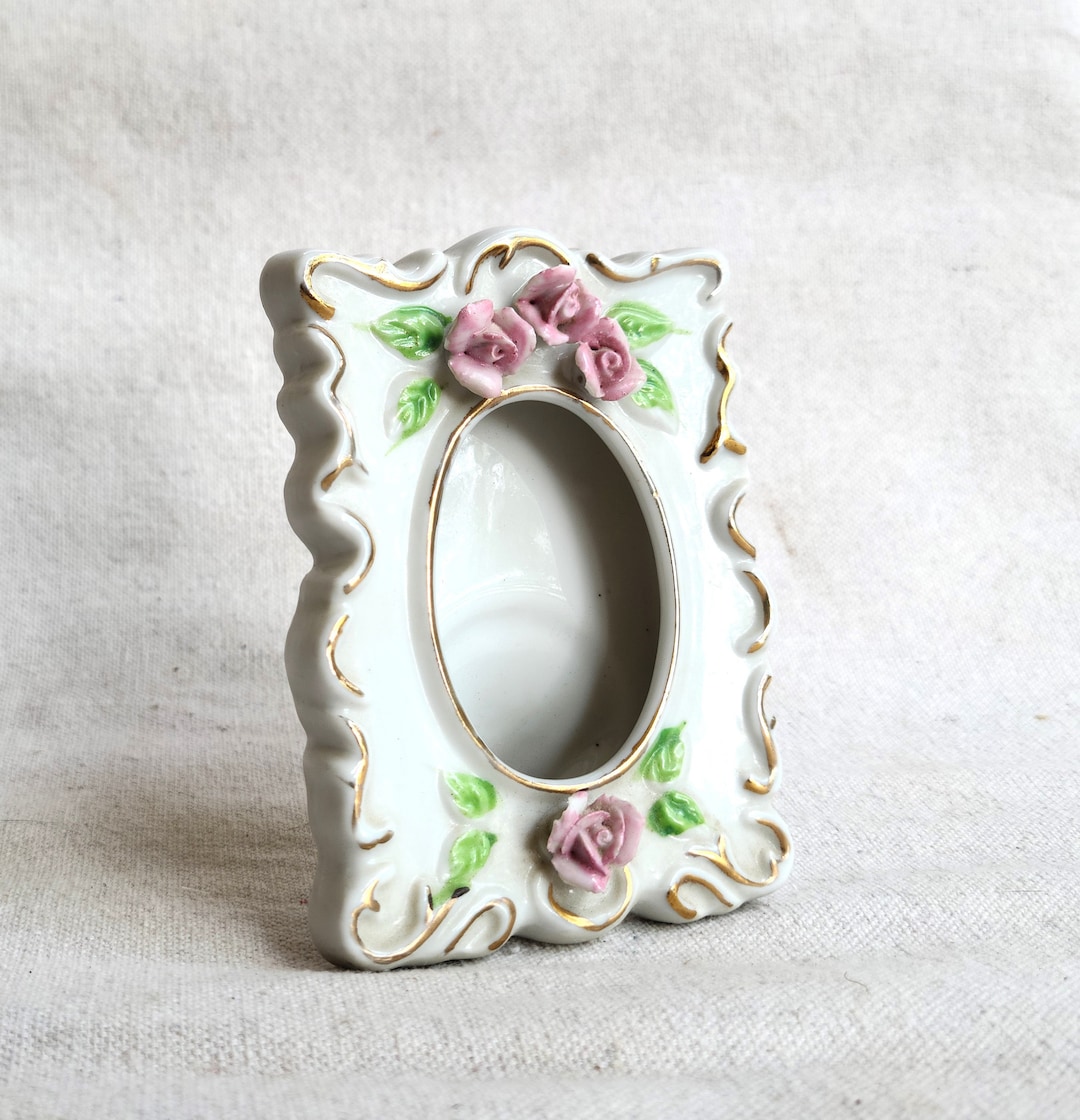 Vintage Porcelain Ceramic Small Size Picture Frame Free Standing ...