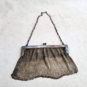 Antique Engraved Initials MET Monogram Chainmail Sterling Silver Mesh ...