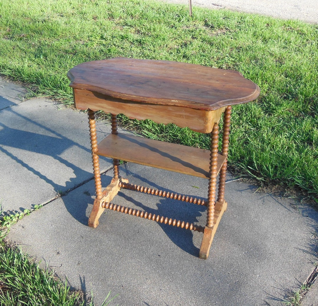 Antique Jenny Lind Spool Leg Table - Etsy