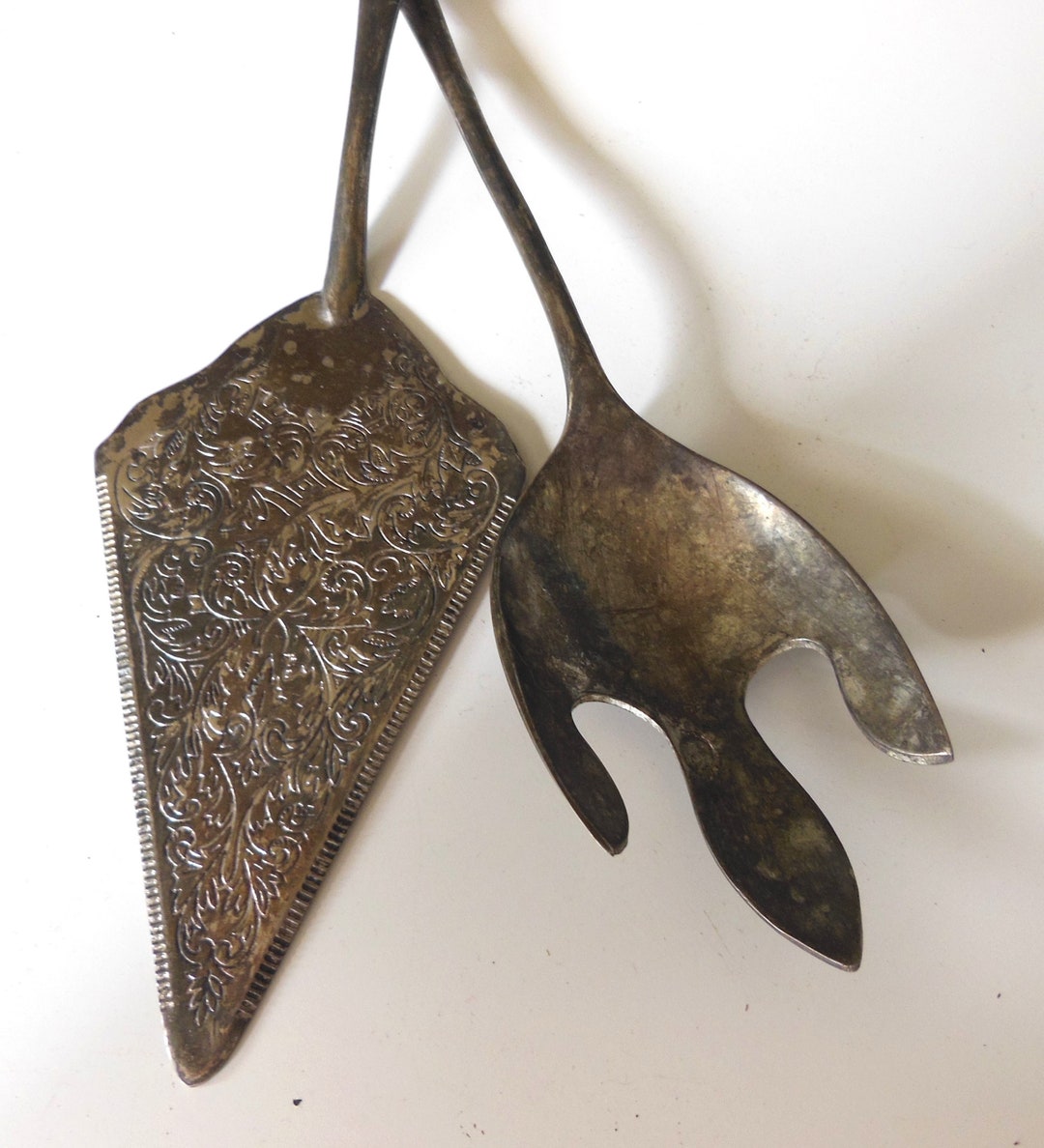 Vintage Silver Engraved Serving Utensils Pie Slice Server 3 Prong ...