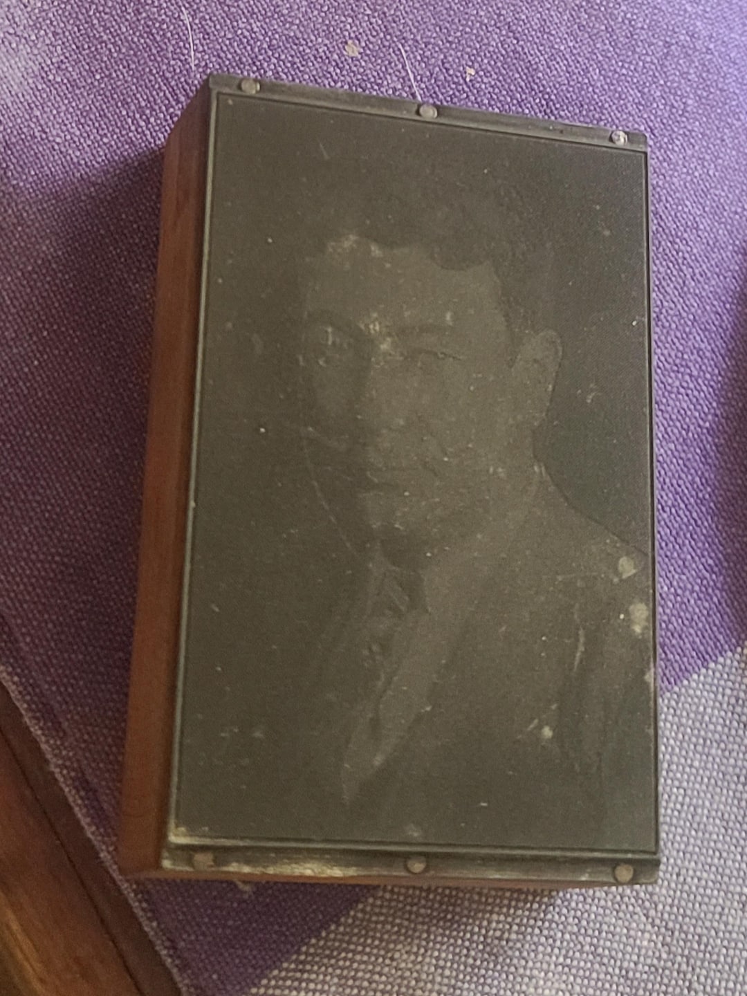Vintage Wood and Metal Printing Block Photo Portrait of Man for ...