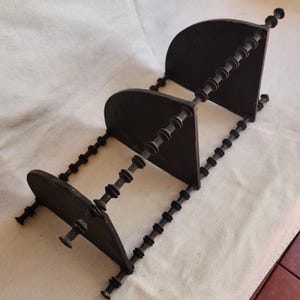 Antique Handmade Folk Art Spool Corner Shelf Wall Hung 3 Tier Display ...
