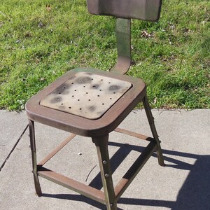 Antique Iron Industrial Age Stoolchair Adjustable Angle Iron Metal ...