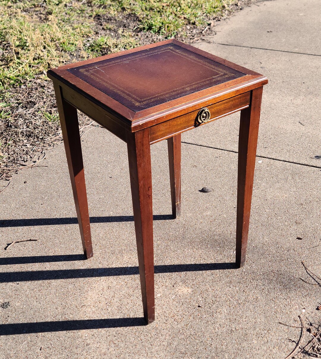 Sheraton Style Mahogany Side Table Leather Top Small End Table - Etsy