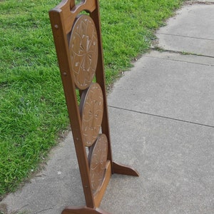 Vintage Carved Wood 3 Tier Shelf Folds of Flat Cake Desert Pastry Pie ...